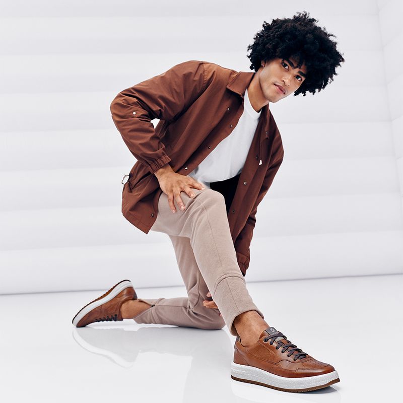 Tênis Denim Drake Pulse Marrom - Loja Online - Democrata Calçados